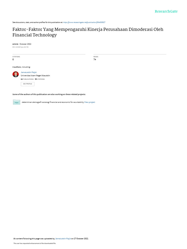 (2022) Faktor Yang Mempengaruhi Kinerja Perusahaan | PDF