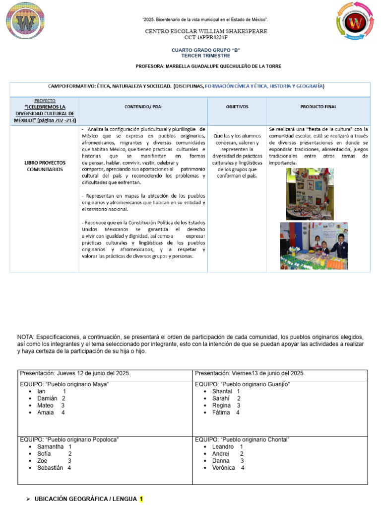 Proyecto. Celebremos La Diversidad Cultural de México | PDF