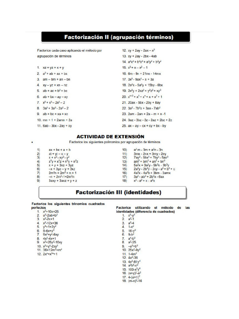 Factorizacion II | PDF