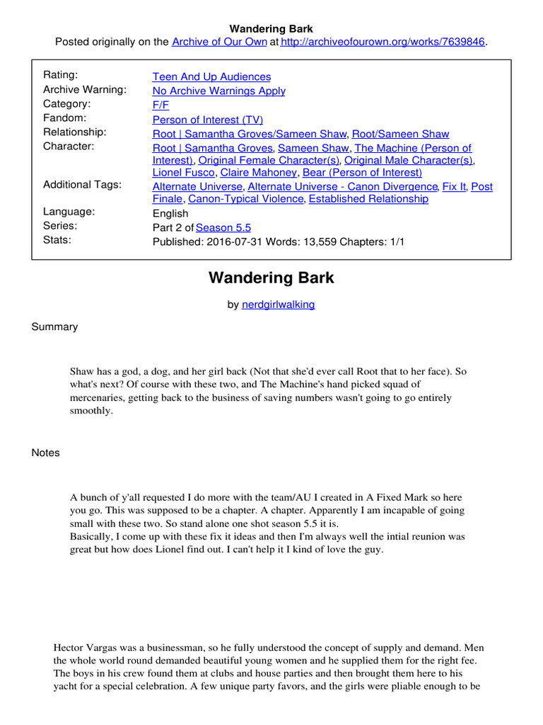 Wandering Bark | PDF