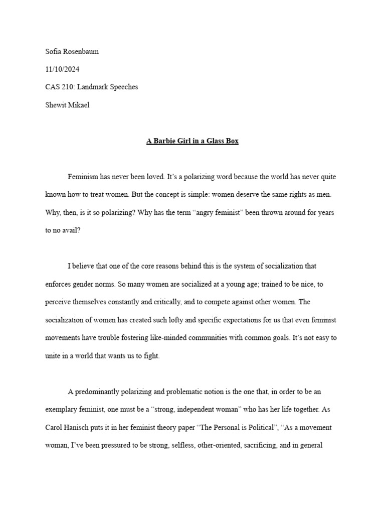 Research Paper Final Draft | PDF | Barbie | Feminism