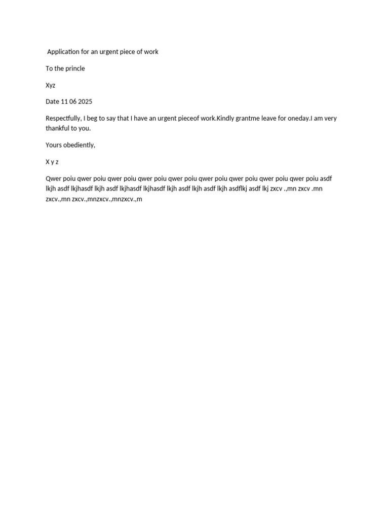 Application For An Urgent Piece of Work | PDF
