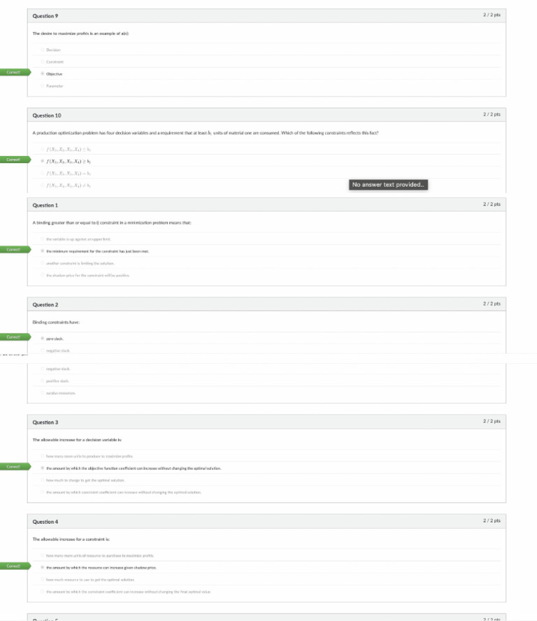 Integer Programming Quiz Answers | PDF