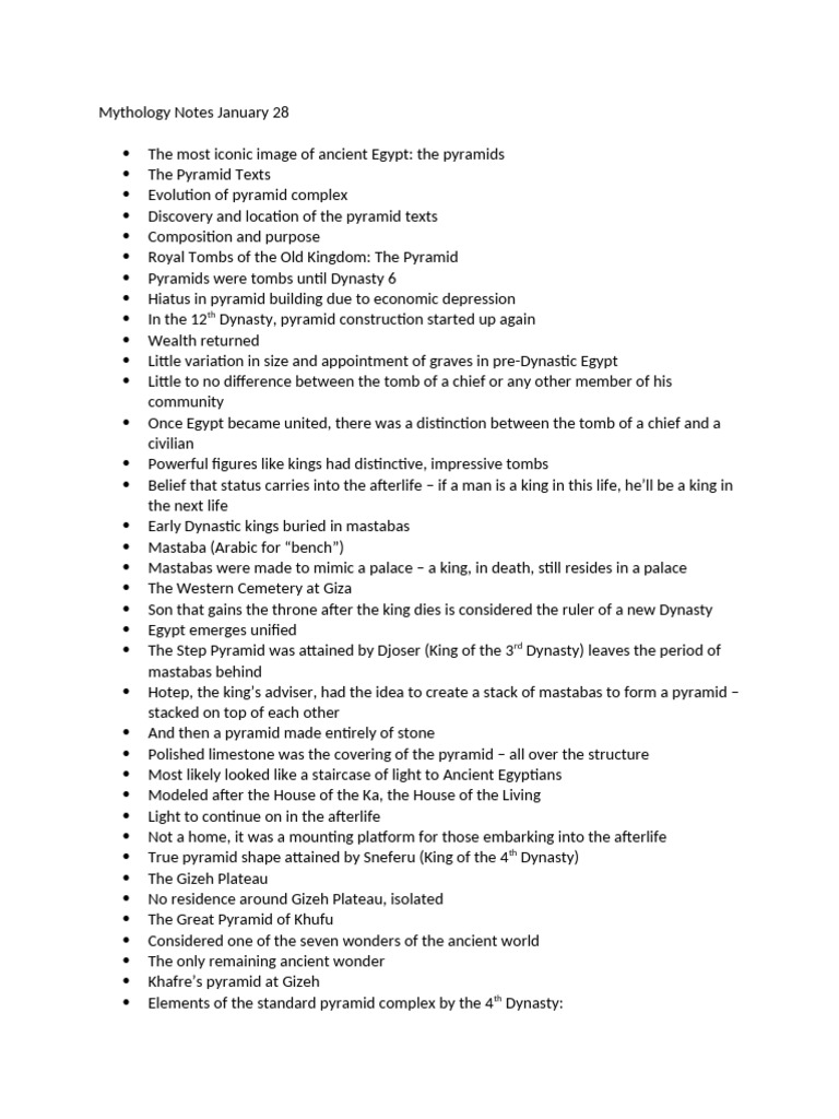 Mythology Notes January 28 | PDF | Egyptian Pyramids | Ancient Egyptian ...