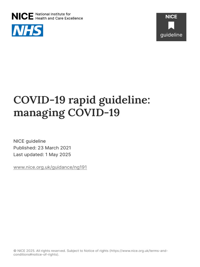 COVID-19 Rapid NICE Guideline NG191 | PDF | Intensive Care Medicine ...