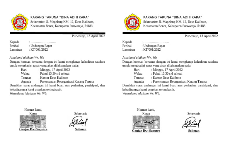Undangan KARANG TARUNA | PDF