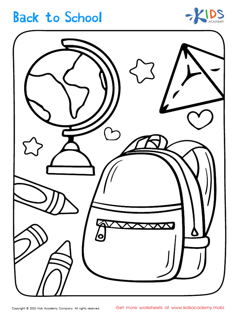 Kindergarten Back To School Coloring Page 8 | PDF