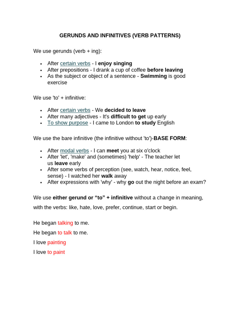 Gerunds and Infinitives | PDF
