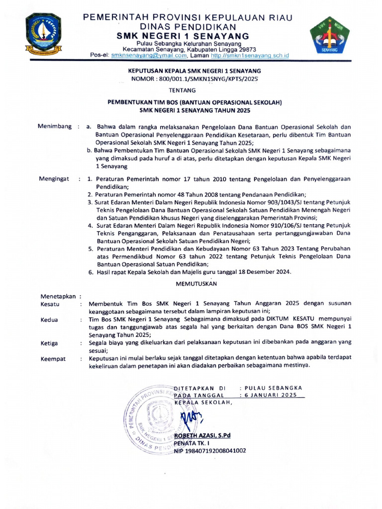 SK Tim Bos 2025 | PDF