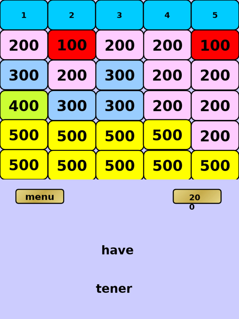 Jeopardy - Verbs Present Simple | PDF