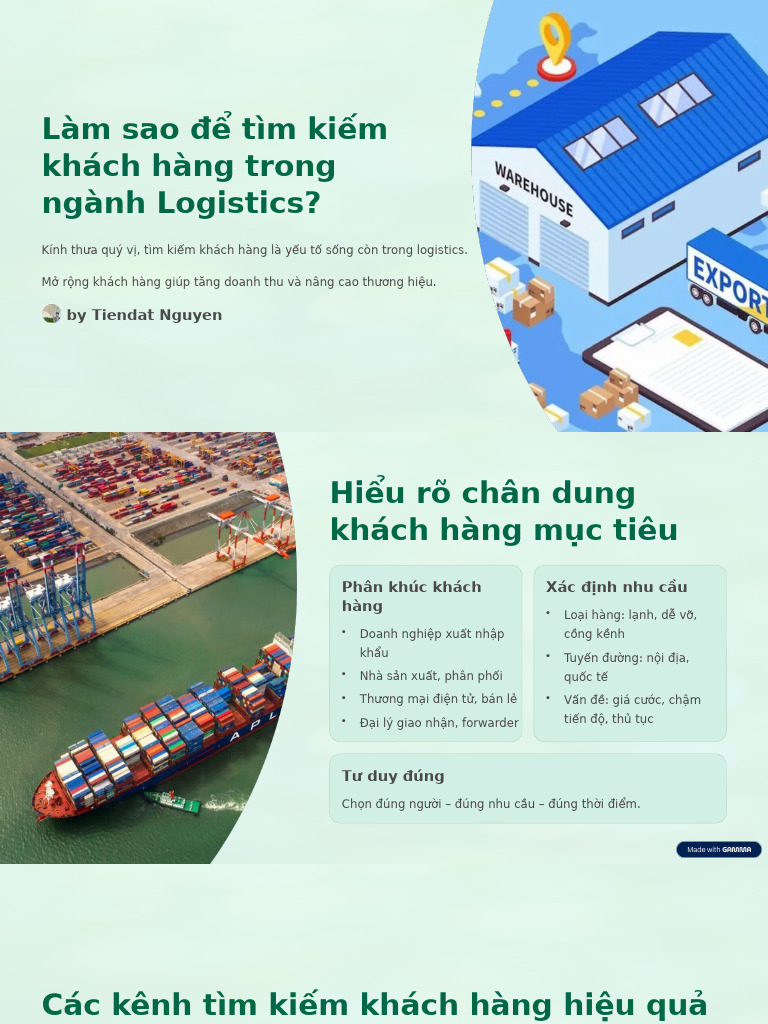 Lam Sao Dje Tim Kiem Khach Hang Trong Nganh Logistics | PDF