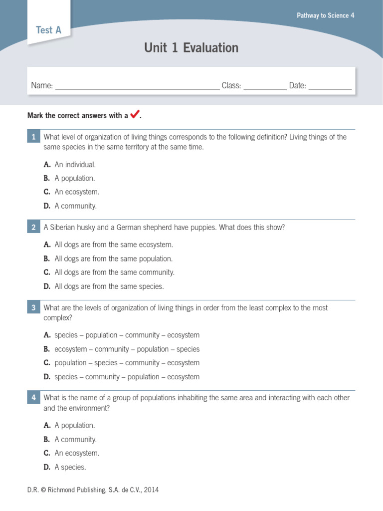Unit 1 Evaluation: Living Organisms | PDF | Aquatic Ecosystem | Foods