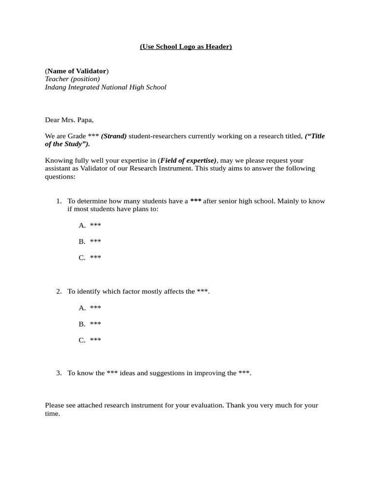 Letter To The Validators | PDF