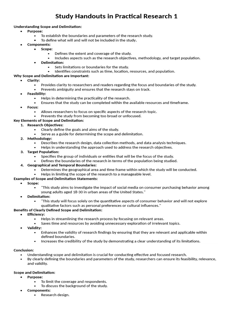 Understanding Scope and Delimitation in Research | PDF | Methodology ...