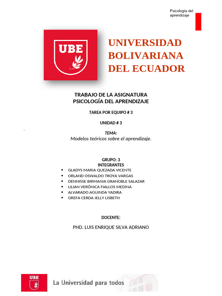 Trabajo Por Equipo Unidad 4 Ube | PDF | Plan de estudios | Maestros