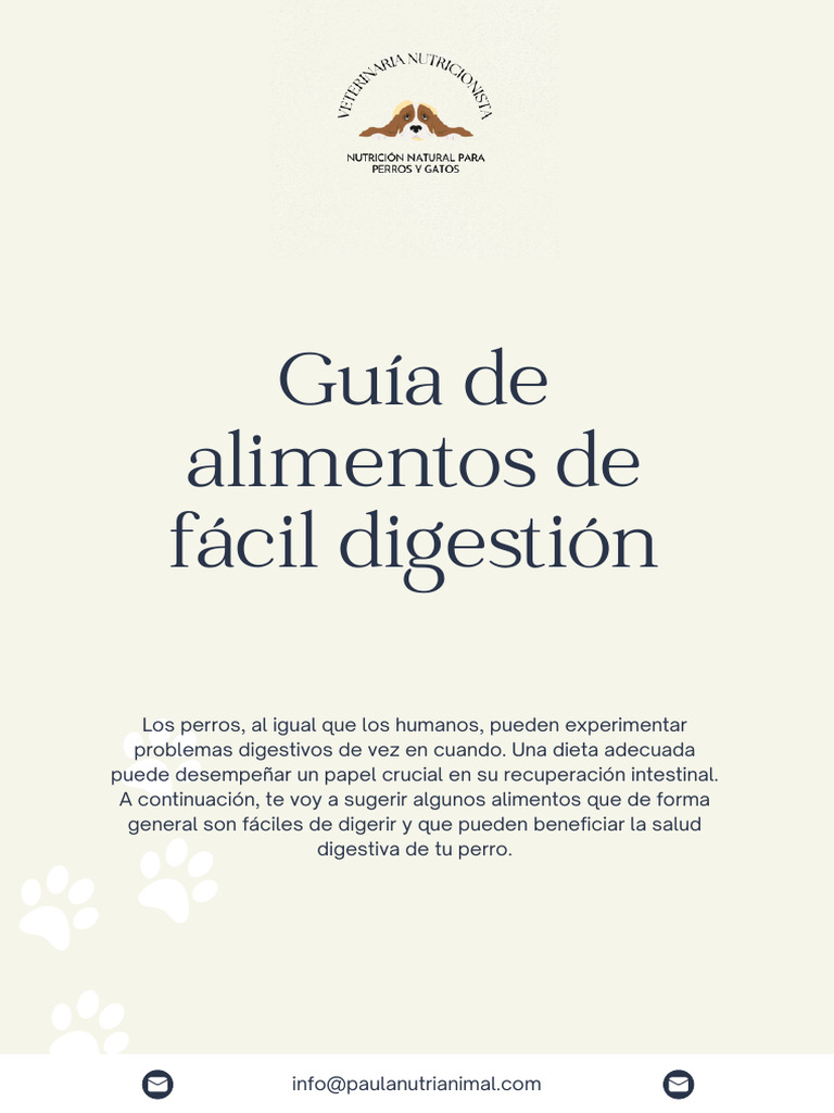 Guía Alimentos Digestivos Perros | PDF | Fibra dietética | Dieta y ...