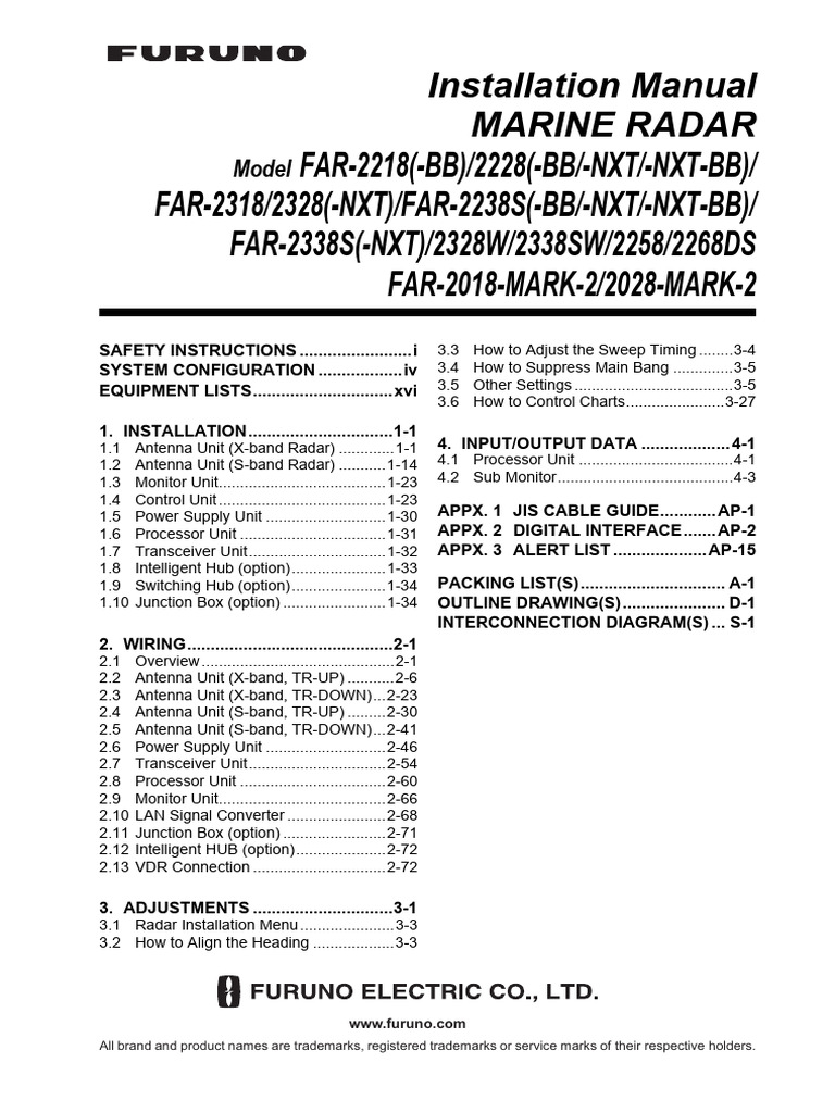 Marine Radar Installation Manual | PDF | Alternating Current | Usb