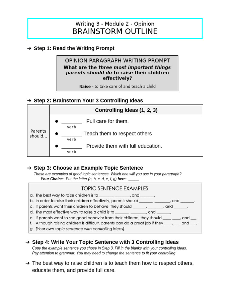 M2 Brainstorm Outline (Opinion Paragraph) | PDF