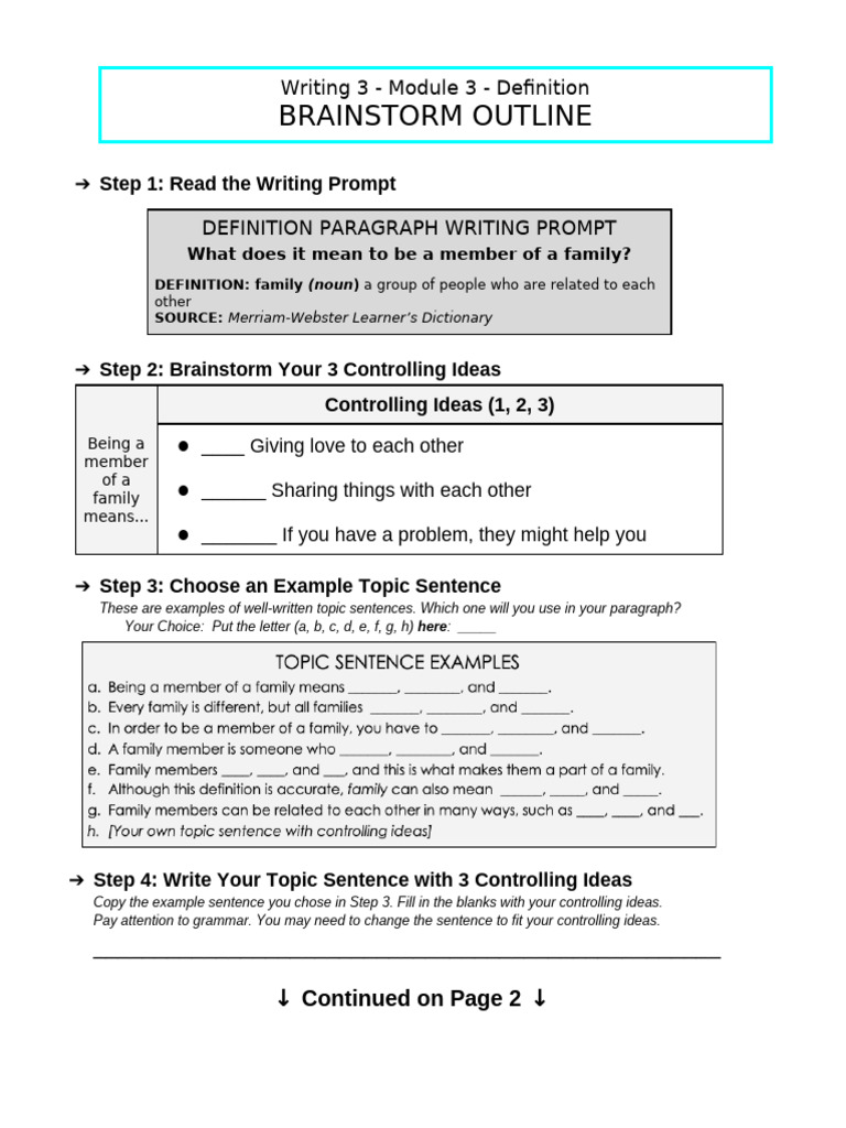 M3 Brainstorm Outline (Definition) | PDF