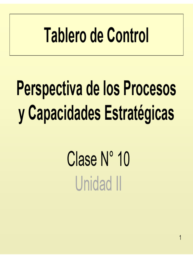 Tablero de Control - Unidad II - Clase #10 - CMI - Perspectiva de Los ...