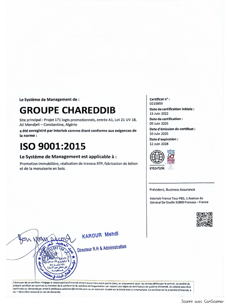 Certificat ISO 9001 | PDF