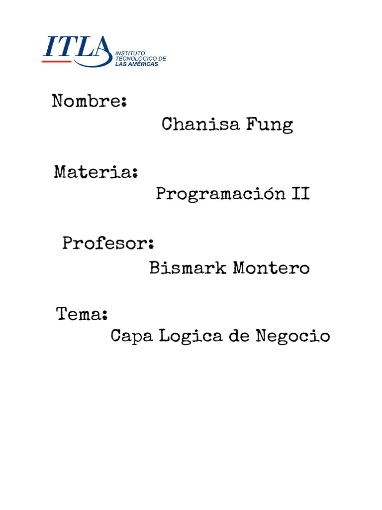 Capa Lógica de Negocio | PDF | Software | C Sharp (lenguaje de ...