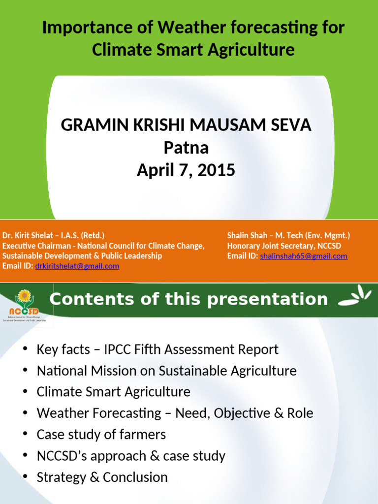 Importance of Weather Forecasting For Climate Smart Agriculture | PDF ...