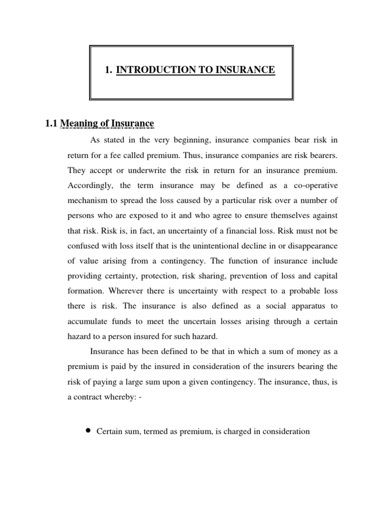 Introduction To Insurance | PDF | Property Insurance | Indemnity