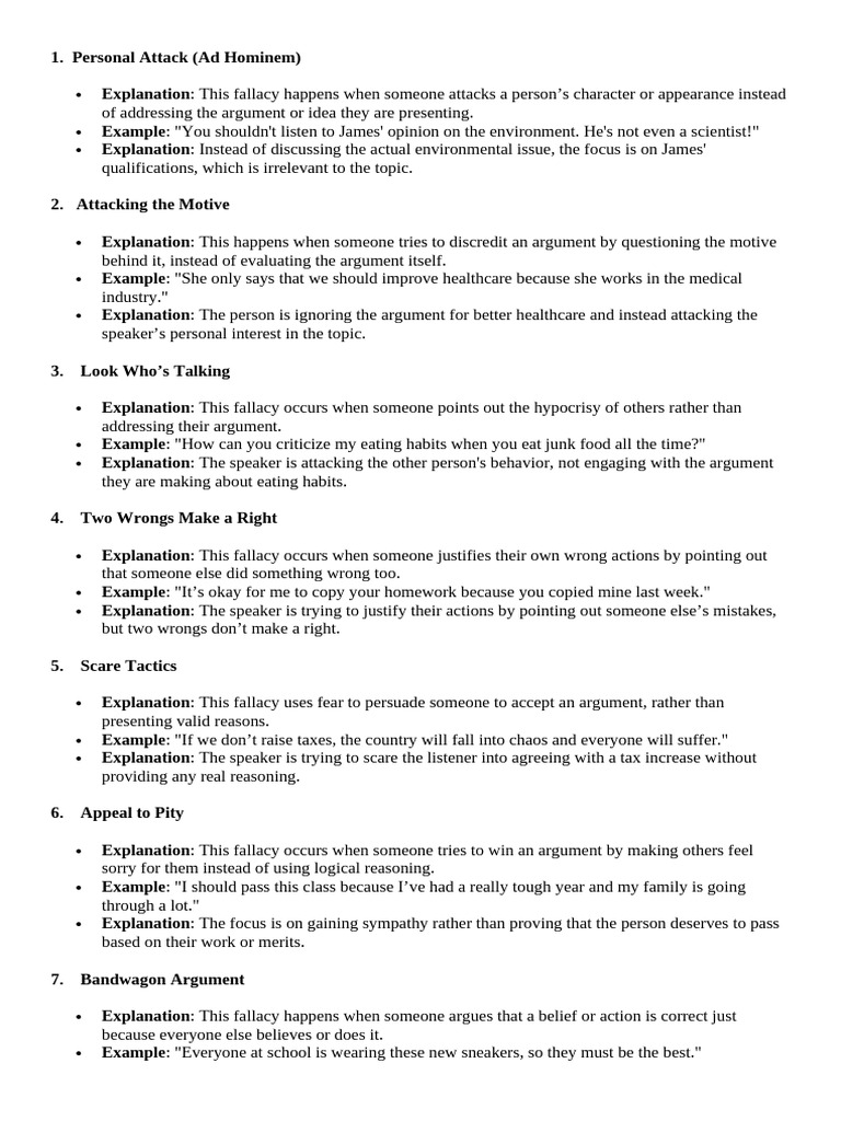 Logical Fallacies Part 1 | PDF | Argument | Fallacy