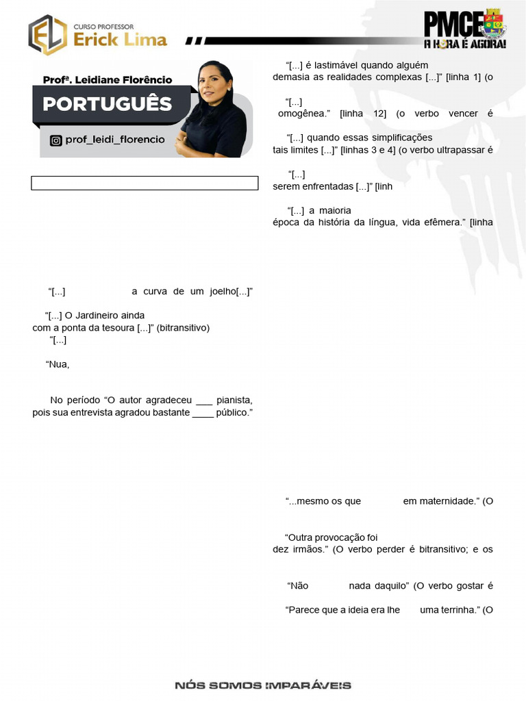 TD de Questões - Transitividade Verbal | PDF | Objeto (gramática) | Famílias linguísticas