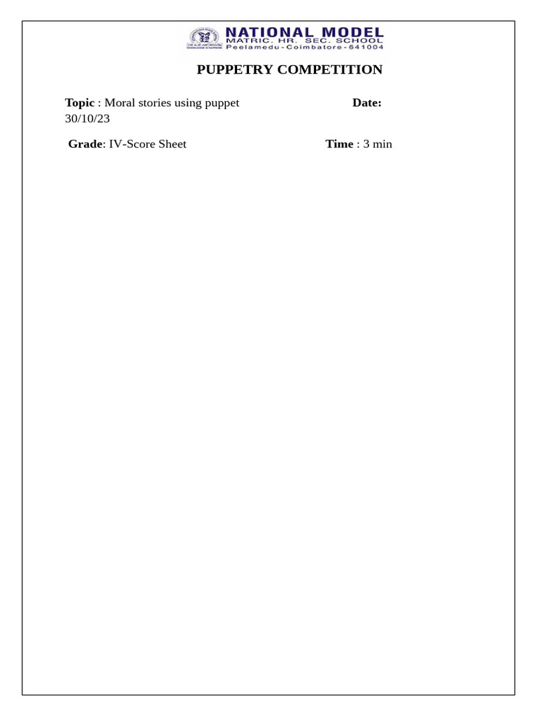 Puppetry Competition | PDF