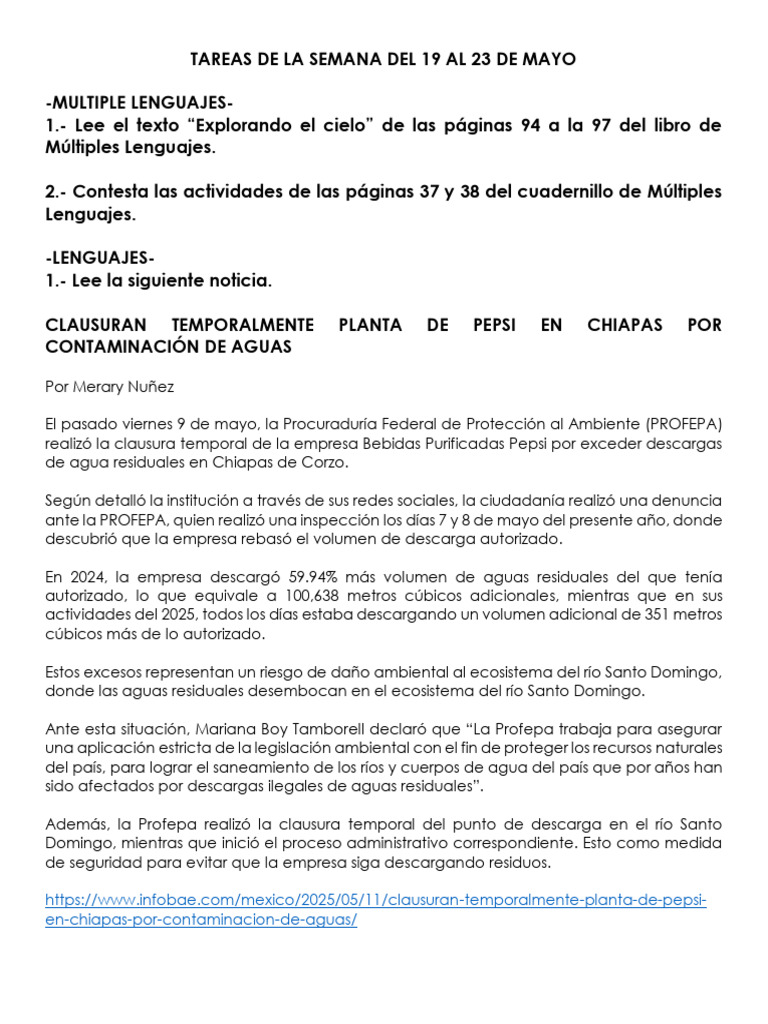Tareas de La Semana 18 Al 23 de Mayo | PDF