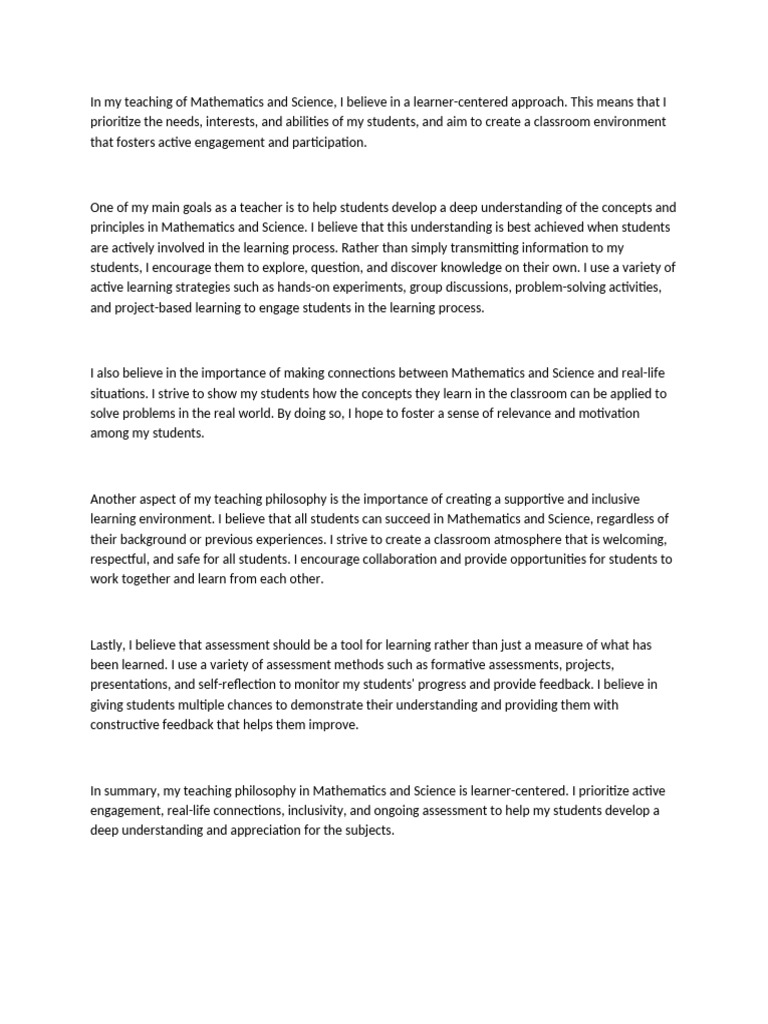Dr. Abegail Ross's Teaching Philosophy | PDF