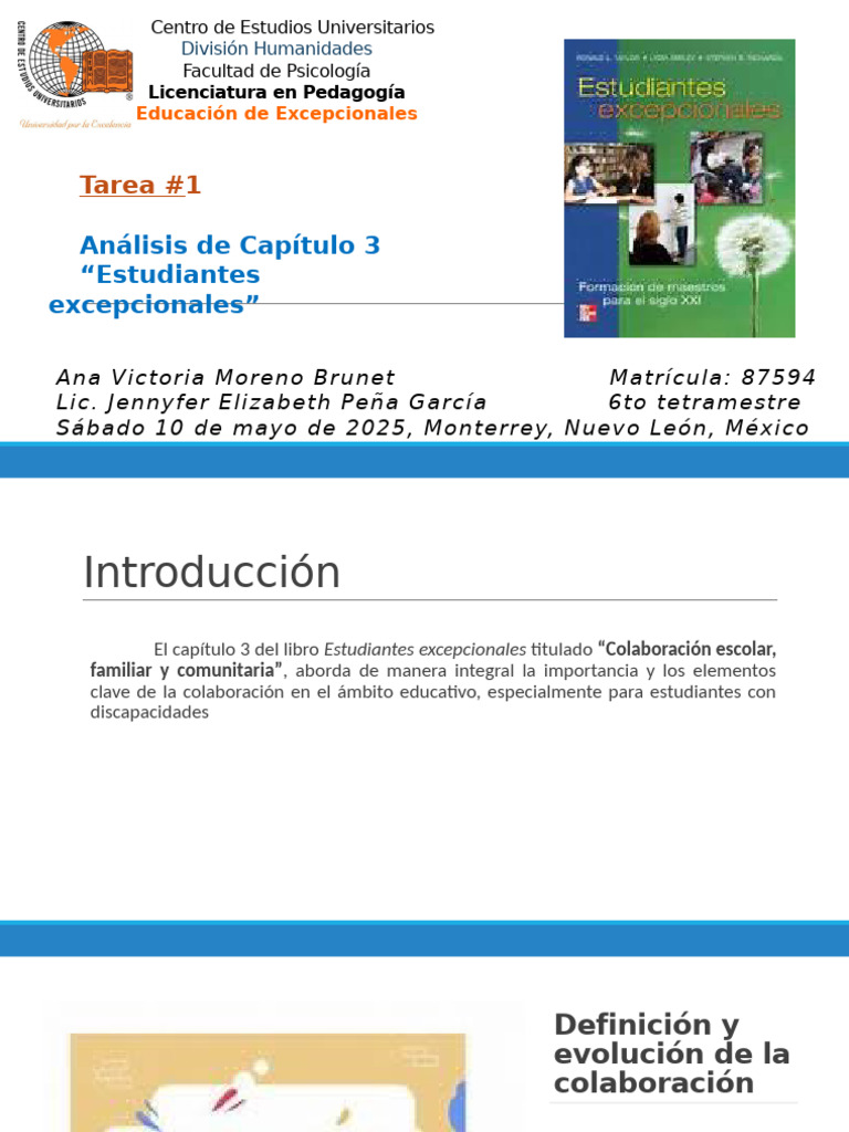 Tarea 1 Cap.3 de Estudiantes Excepcionales | PDF | Inclusión (Educación ...