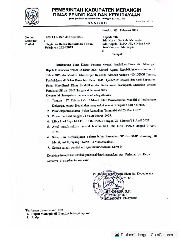 Edaran Pembelajaran Bulan Ramadhan | PDF