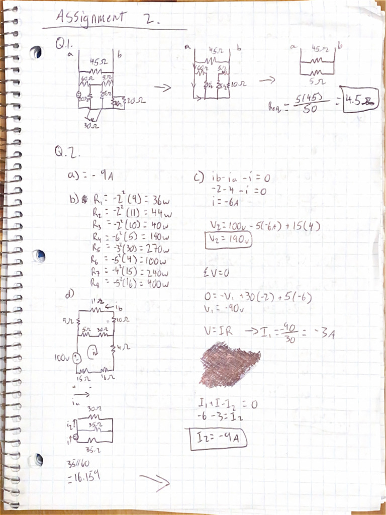Circuits Assignment 2 | PDF