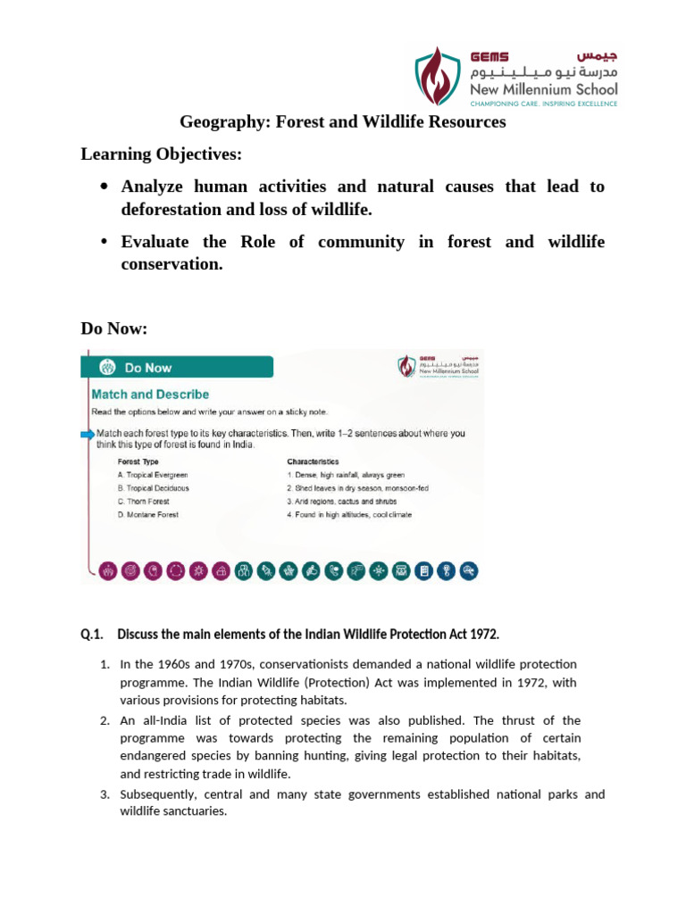 Forest & Wildlife Resources Q and A PDF | PDF | Wildlife | Natural Environment