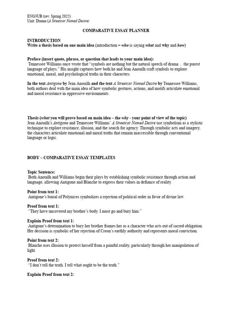 ENG3UB Comparative Essay Planner | PDF | Truth