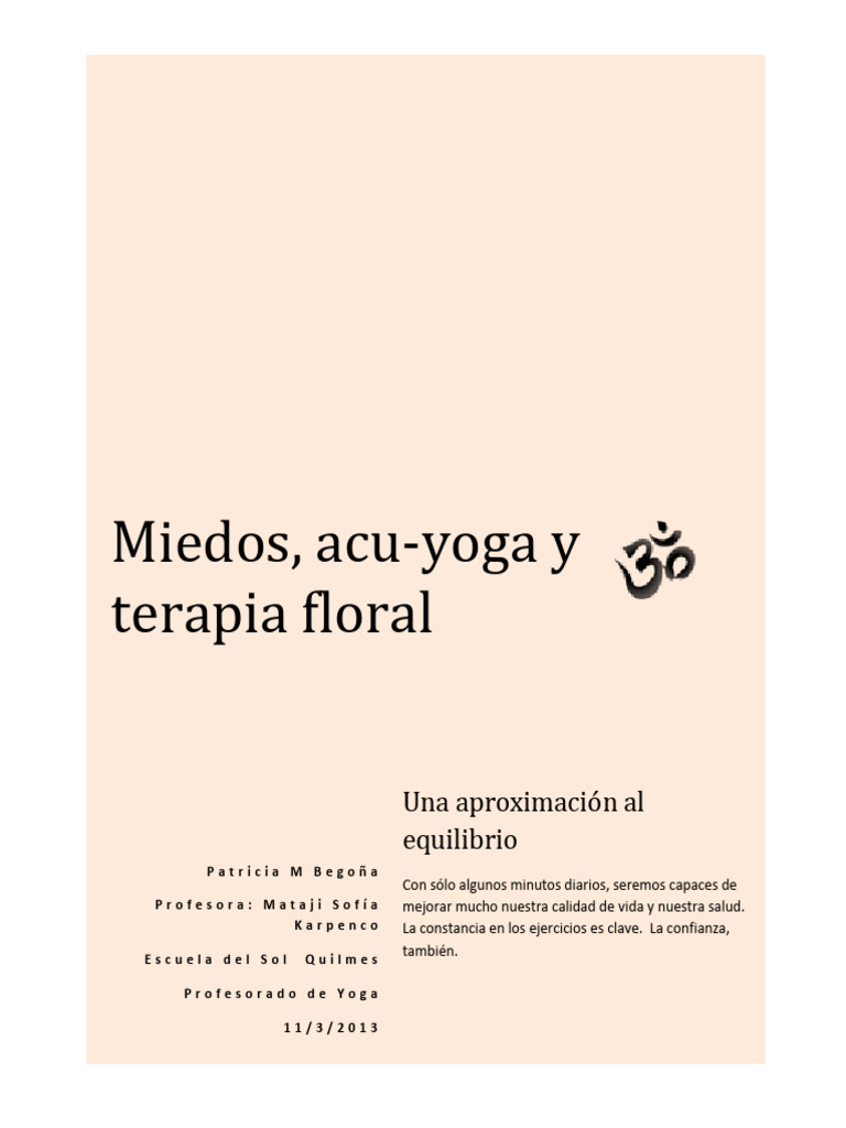 Miedos, Acu-Yoga y Terapia Floral | PDF | Yoga | Prana
