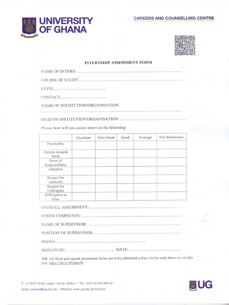 Internship Assessment Form | PDF