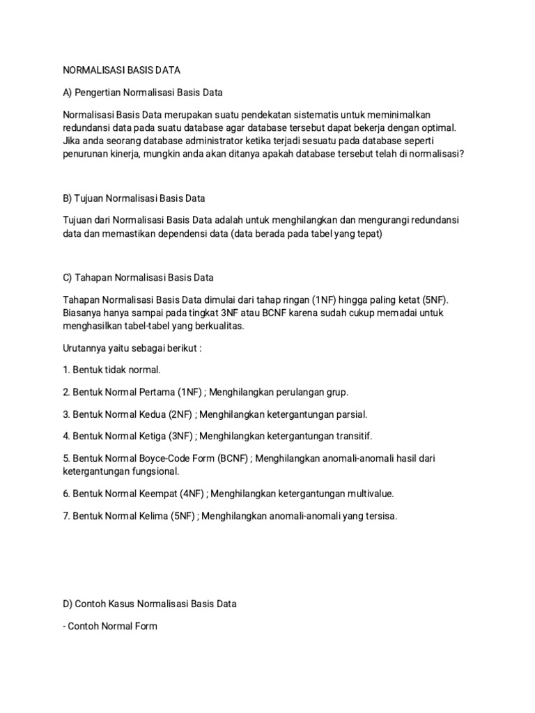 Rangkuman Normalisasi | PDF