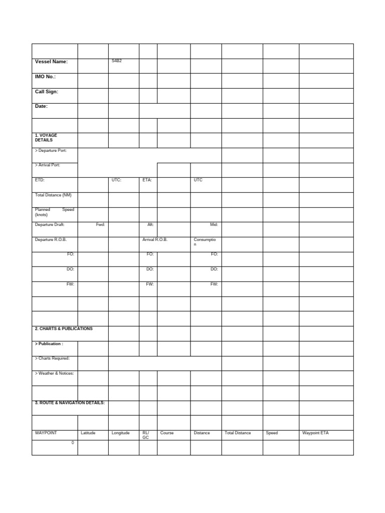 Voyage Planning Form | PDF