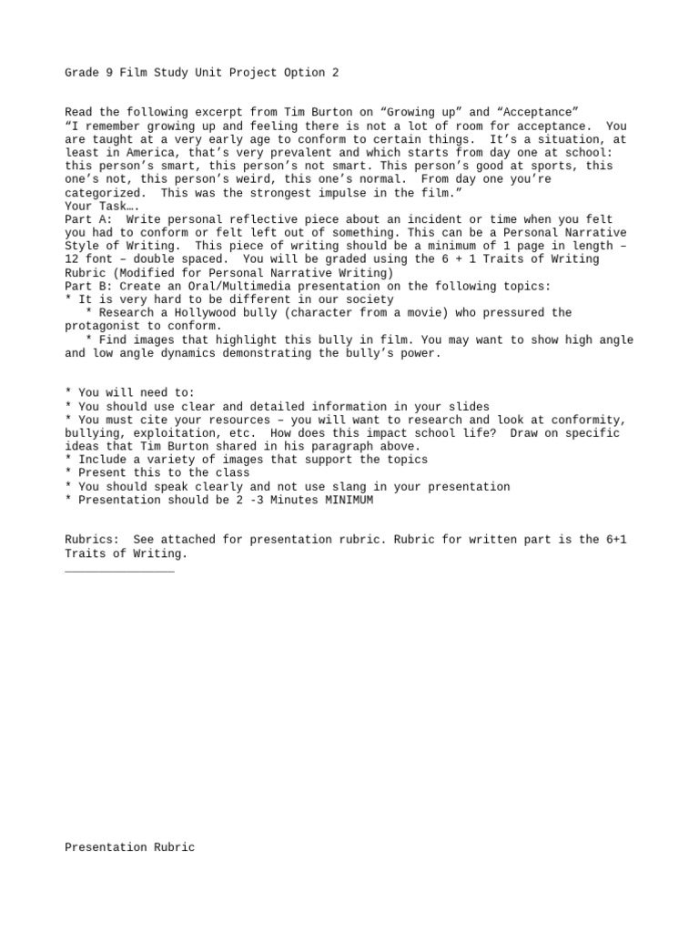 Alternate Option For Final Film Project | PDF | Human Communication