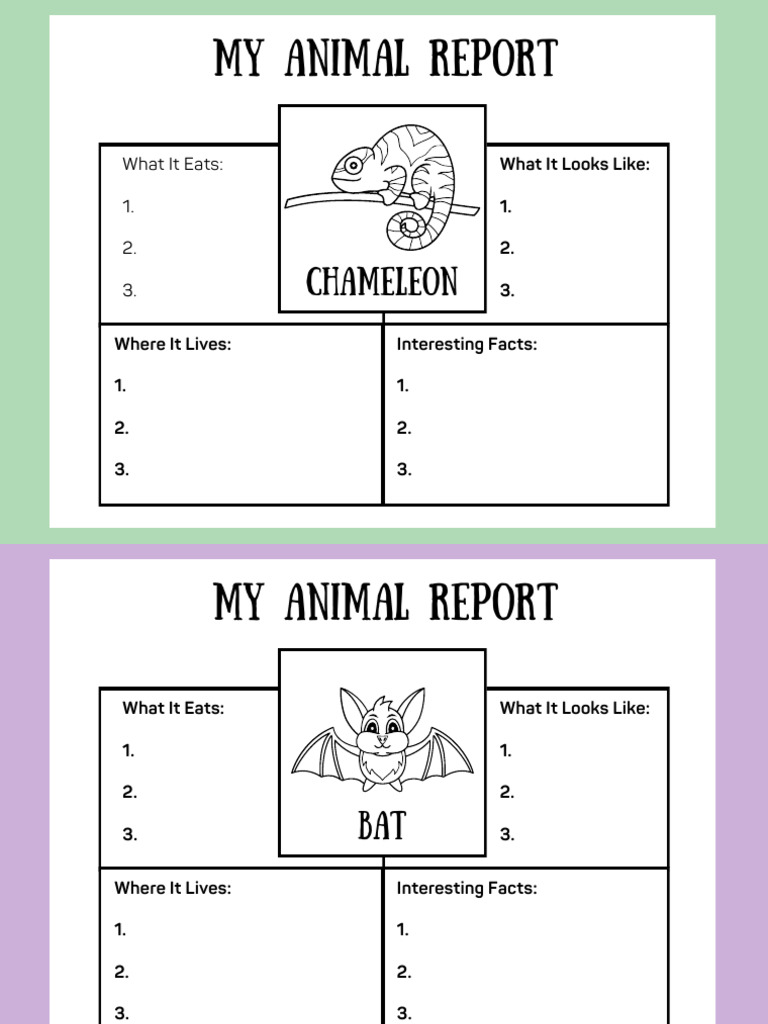 My Animal Report Printable Graphic Organizer Simple Illustrated ...