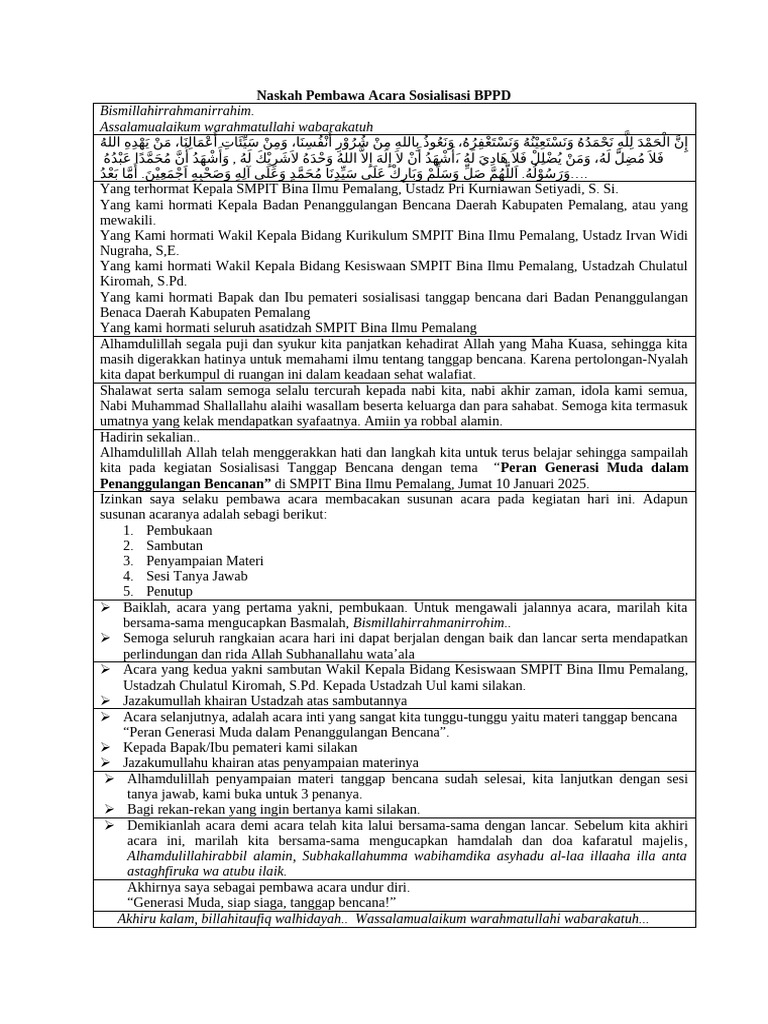 Naskah MC BPBD | PDF