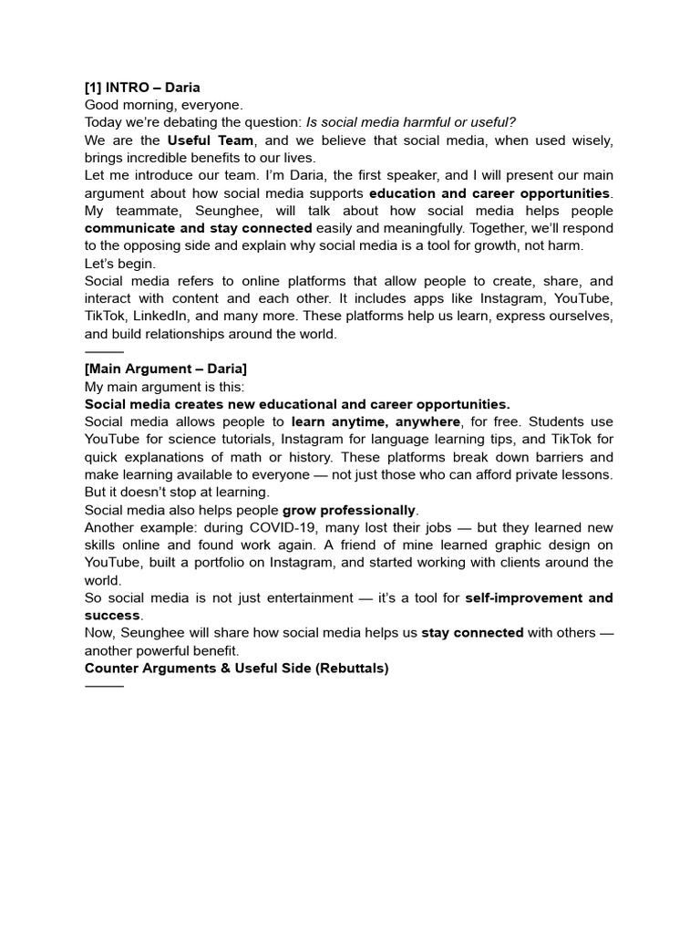 Social Media Argument Debate | PDF | Social Media | Popular Culture ...