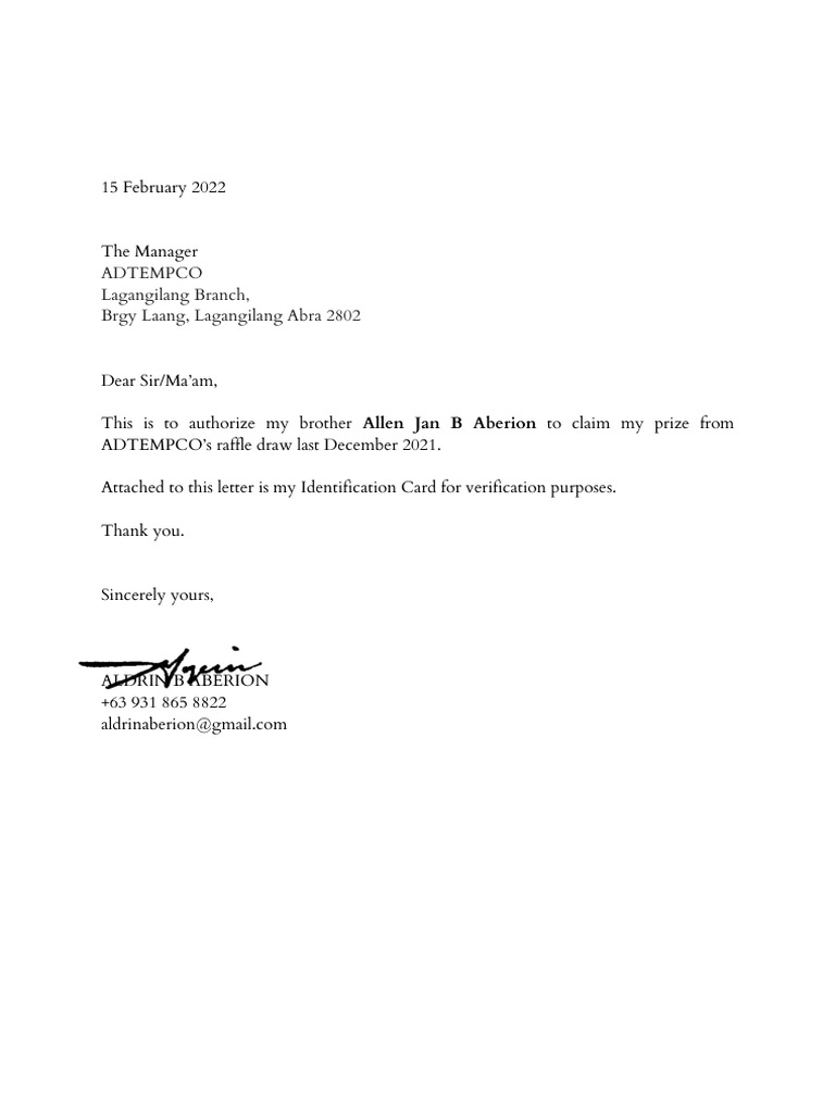 Authorization ADTEMPCO | PDF