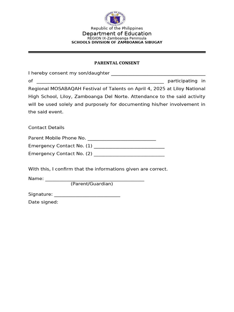 Dfot Parental Consent | PDF