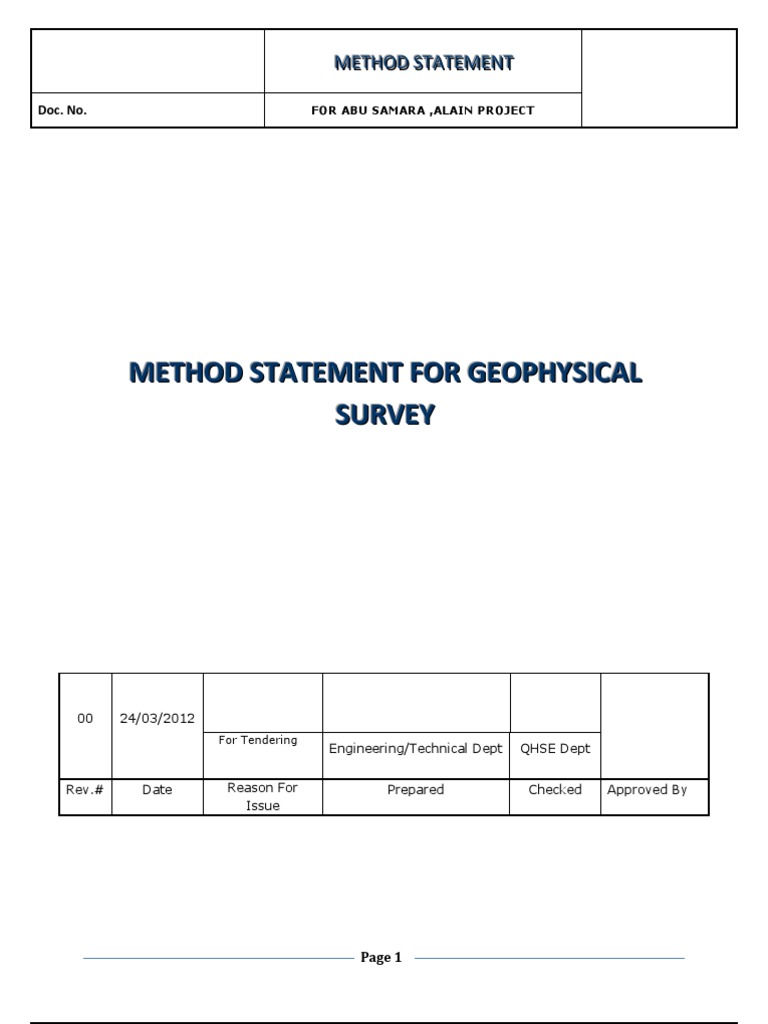 Method Statement For Geophysical Survey | PDF | Surveying | Emergency
