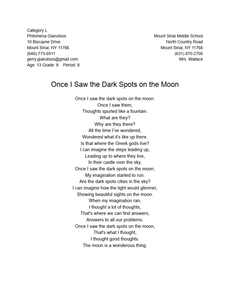 Philomena Gianutsos - Grade 8 Poetry Contest Template | PDF